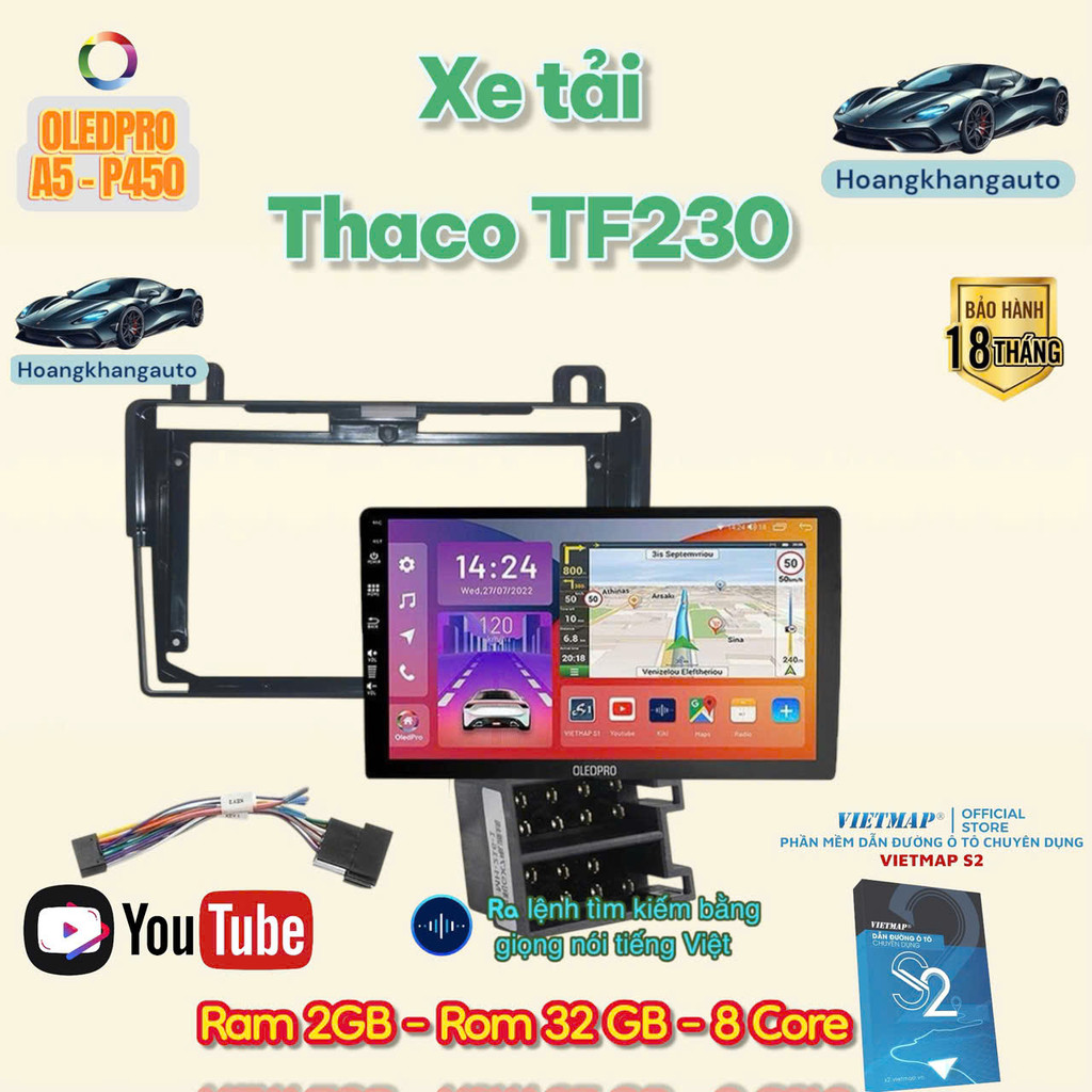 Combo Màn hình Android OLEDPRO A5_P450 theo xe Tải Thaco TF230, 9 inch ...