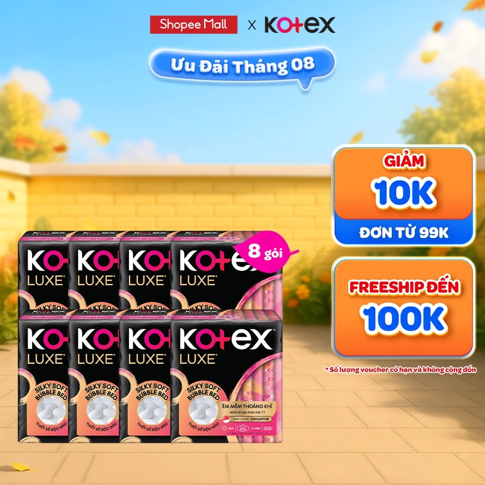 Combo 8 Băng vệ sinh Kotex LUXE Ngày Cánh 23cm 8 miếng | Shopee Việt Nam