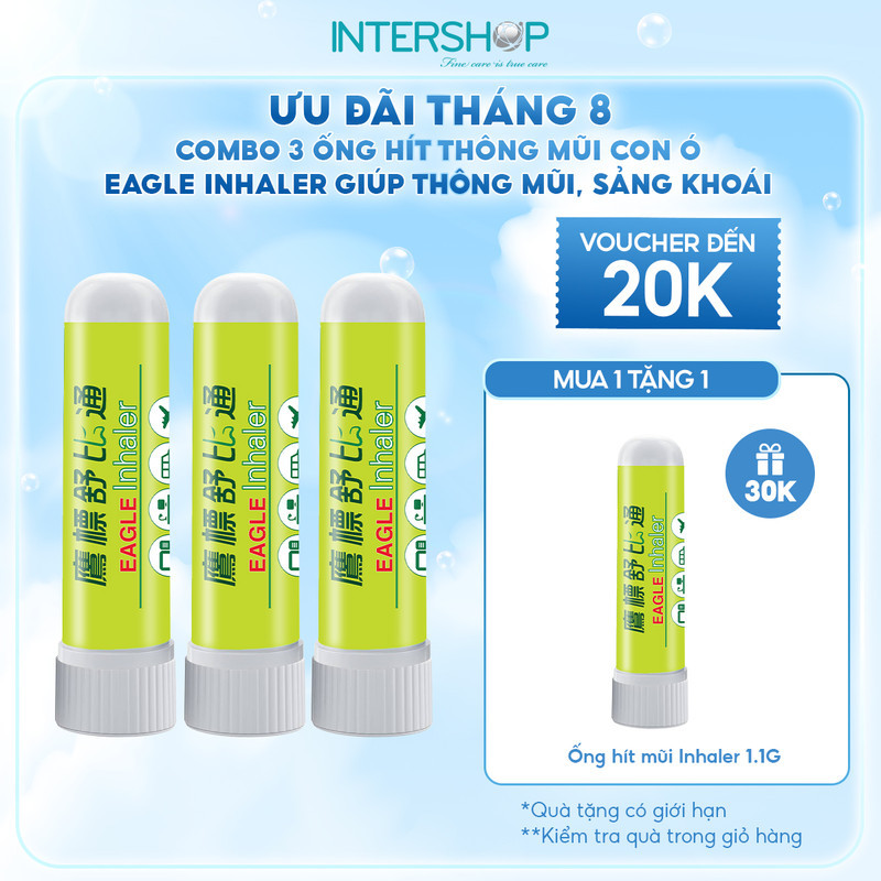 Combo 3 Ống hít thông mũi con Ó Eagle Inhaler giúp thông mũi, sảng ...