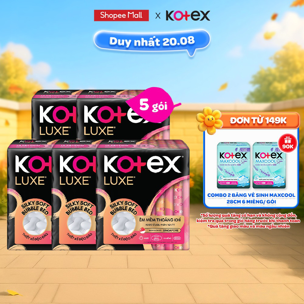 Combo 2/Combo 5/Băng vệ sinh Kotex LUXE Ngày Cánh 23cm 8 miếng | Shopee Việt Nam
