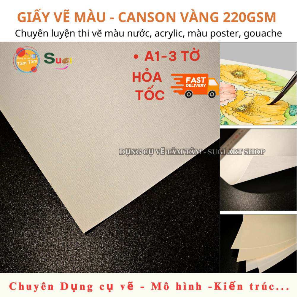 [ Gò Vấp ] [ Hỏa Tốc A1 ] Giấy Canson A1 220gsm Vàng , Giấy Vẽ Màu nước ...