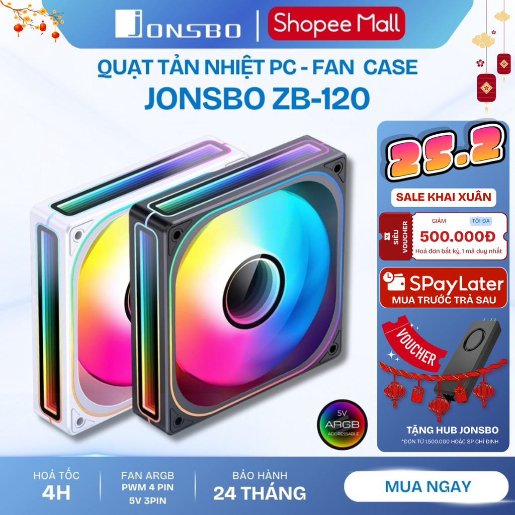 Quạt Tản Nhiệt Fan Led Jonsbo ZB-120 Fan Case PC CPU 12V Fan Nối Liền ...