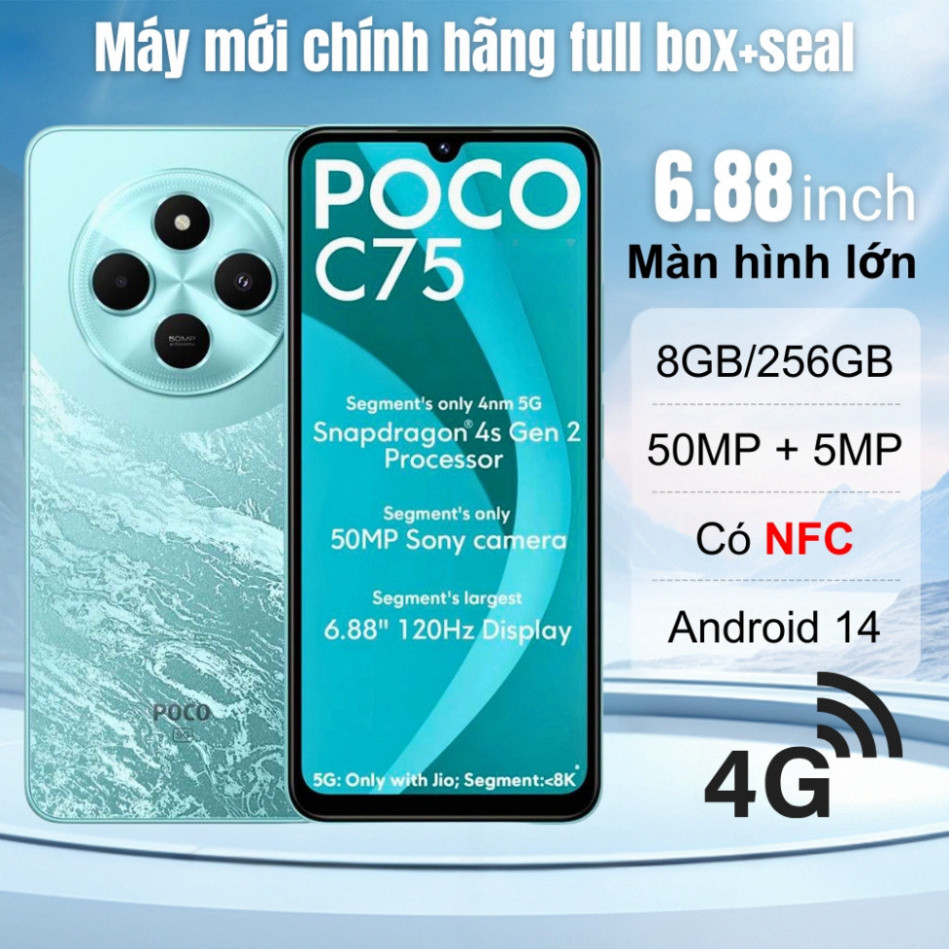 Điện Thoại XIAOMI POCO C75 8GB/256GB CHÍNH HÃNG Có NFC - Máy Mới Full ...