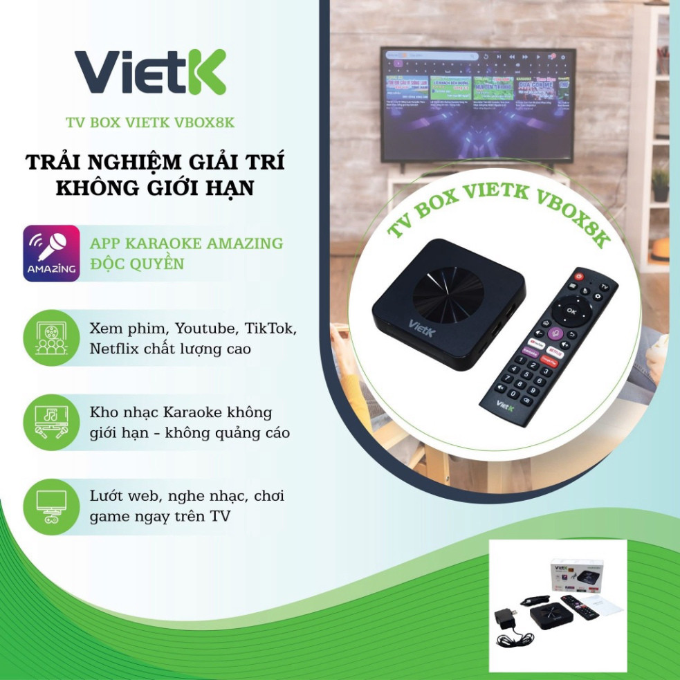 Android TVBox VietK VBox 8K – Chip GPU 8K, Android 12, 4K Ultra HD, RAM ...