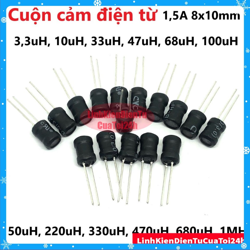 Cuộn Cảm điện từ 1,5A 8x10mm 3,3uH, 10uH, 33uH, 47uH, 68uH, 100uH ...