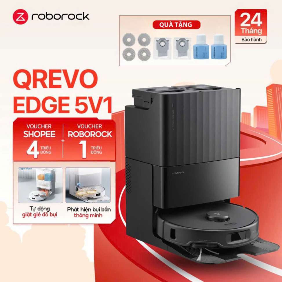 Robot Hút Bụi Lau Sàn Roborock Qrevo Edge 5V1 _Giặt Sấy Giẻ, Tự động đổ ...