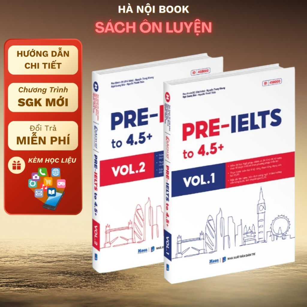 Sách Pre - Ielts to 4.5+ nền tảng để bắt đầu luyện IELTS (Combo 2c Vol ...