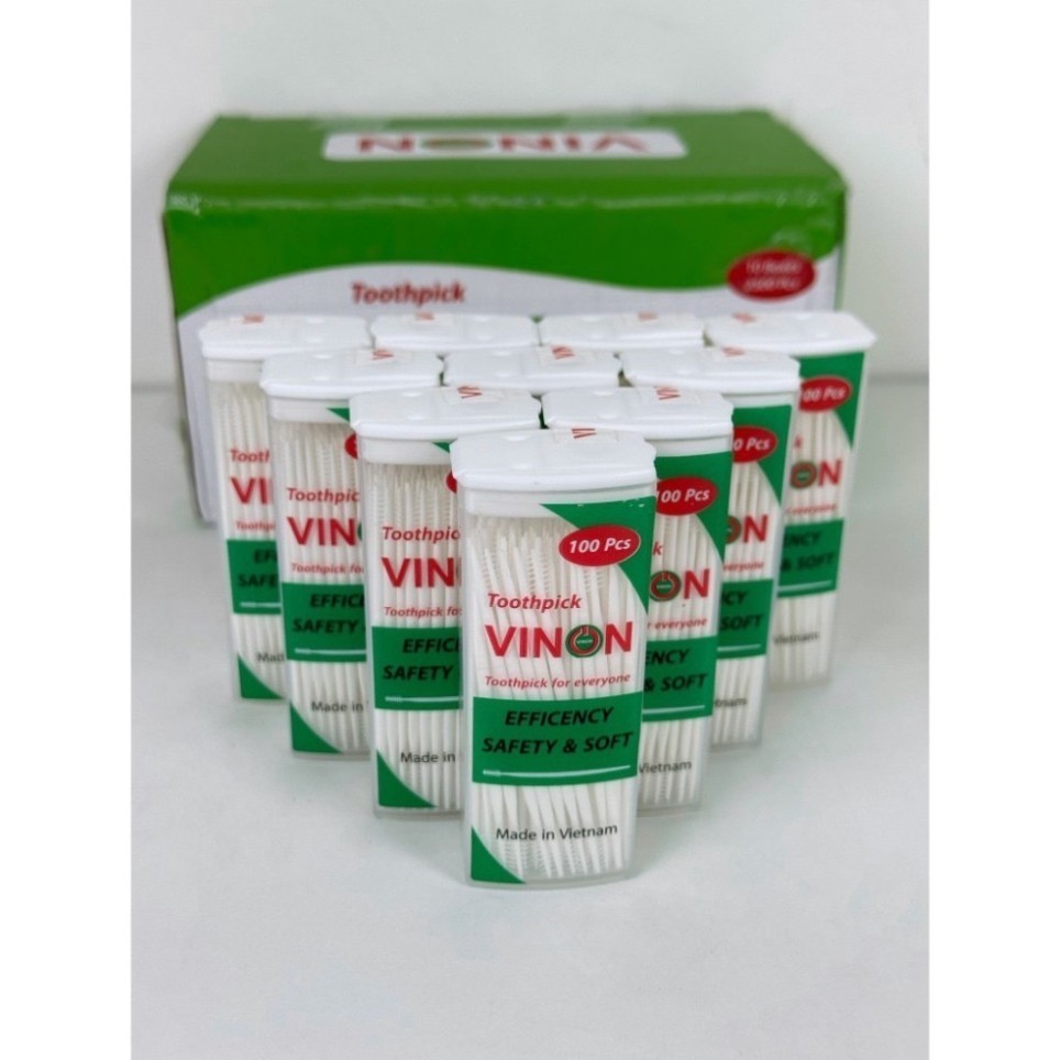 Tăm Nhựa VINON – Combo 2 Hộp (250 Cây/Hộp) – Đầu Xương Cá Mềm Êm Nướu ...