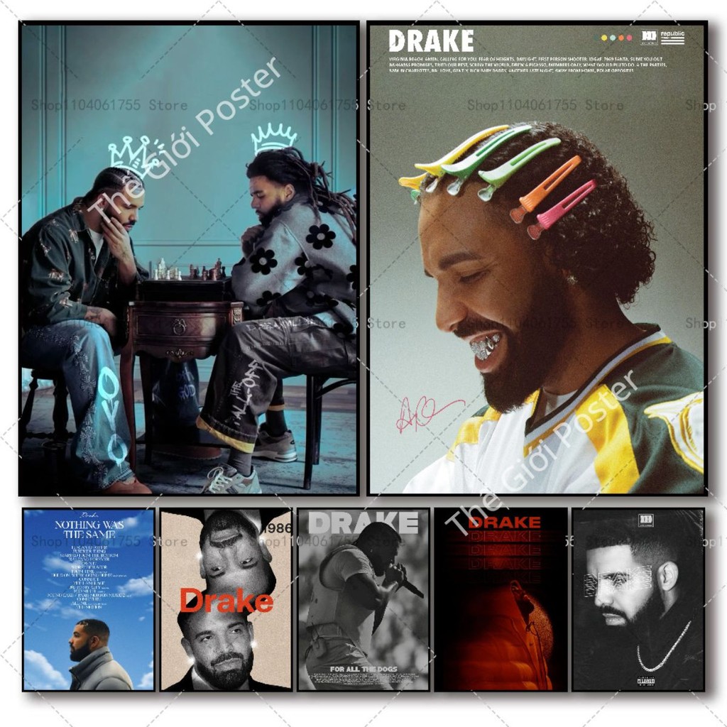 [209] Poster decal bóc dán in hình Rapper Drake nghệ thuật - Áp phích ...