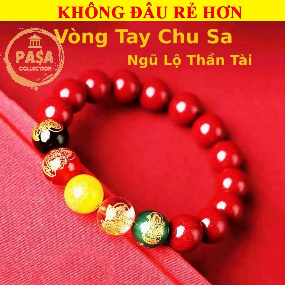 ⭐RƯỚC LỘC⭐ Vòng tay Chu sa phong thuỷ Ngũ Lộ Thần Tài may mắn tài lộc ...