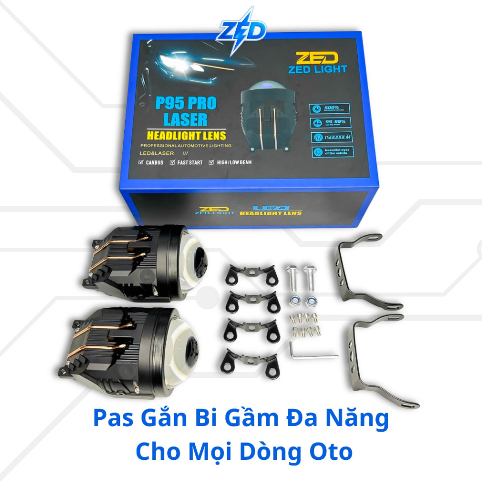 Đèn Bi Gầm P95 Pro Siêu Sáng - Laser ZED LIGHT 130W (1 Cặp), Tâm Pha ...