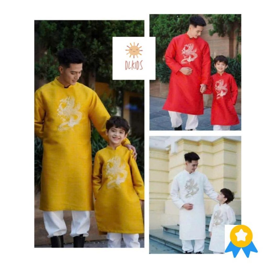 [9-80kg]Áo Dài Cách Tân Cho Bé Trai, Áo Gia Đình Họa Tiết Rồng Phượng ...