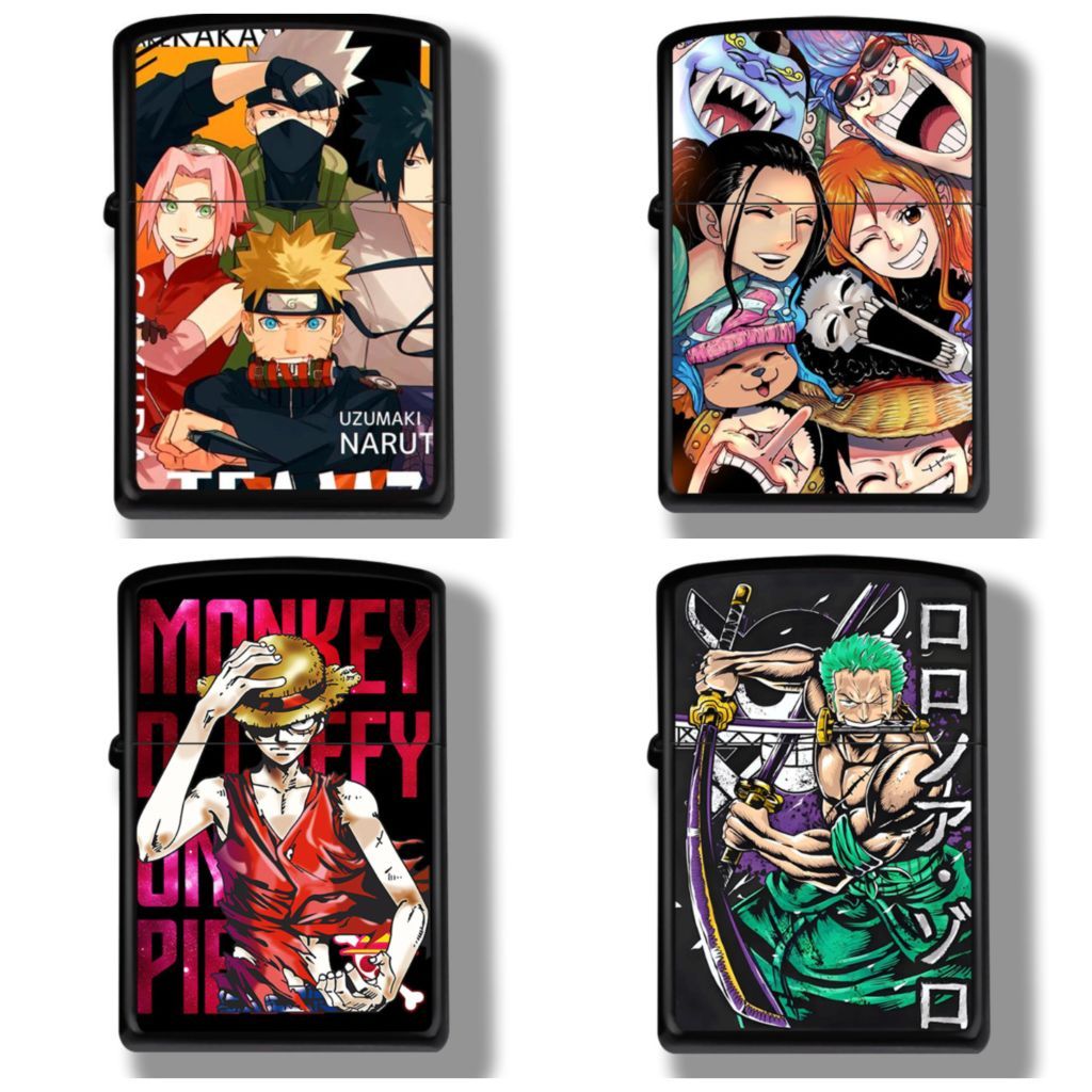 [ vỏ zippo] in 2 mặt hình one piece, naruto có ruột đi kèo. về là dùng ...