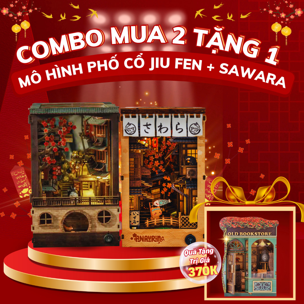 Combo Book Nook Jiu Fen & Sawara Nhật Bản DIY 3D Có Đèn LED | Tặng ngay ...
