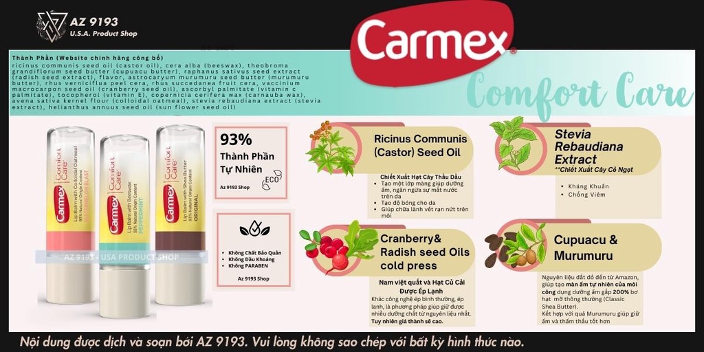 Son Dưỡng Môi Carmex,Hàng Mỹ, Dưỡng Camex Không Màu, Chính Hãng Mỹ, Dưỡng Ẩm, Giảm Khô Môi ...