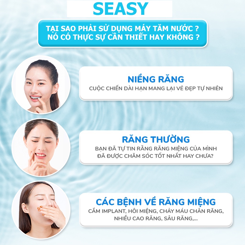 Máy tăm nước du lịch SeaSy SS66 với 3 chế độ giúp dễ dàng vệ sinh, chăm ...