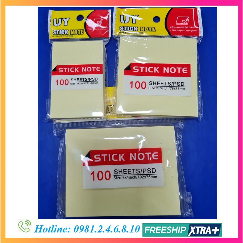 Giấy note ghi chú UY02 / UY03 / UY04 I Giấy nhớ UY 3x2 / 3x3 / 3x4 ...