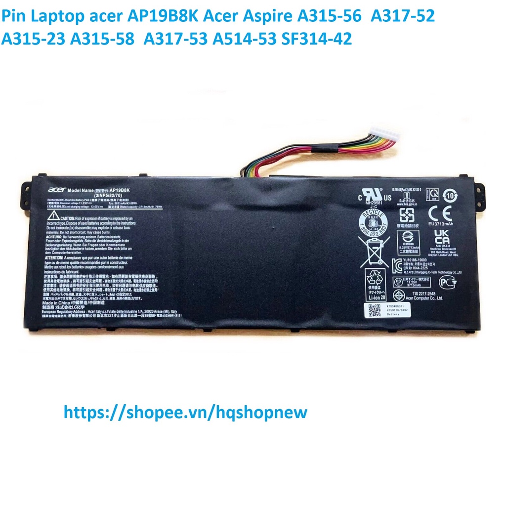 ⚡️ Pin Laptop acer AP19B8K Acer Aspire A315-56 A317-52 A315-23 A315-58 ...