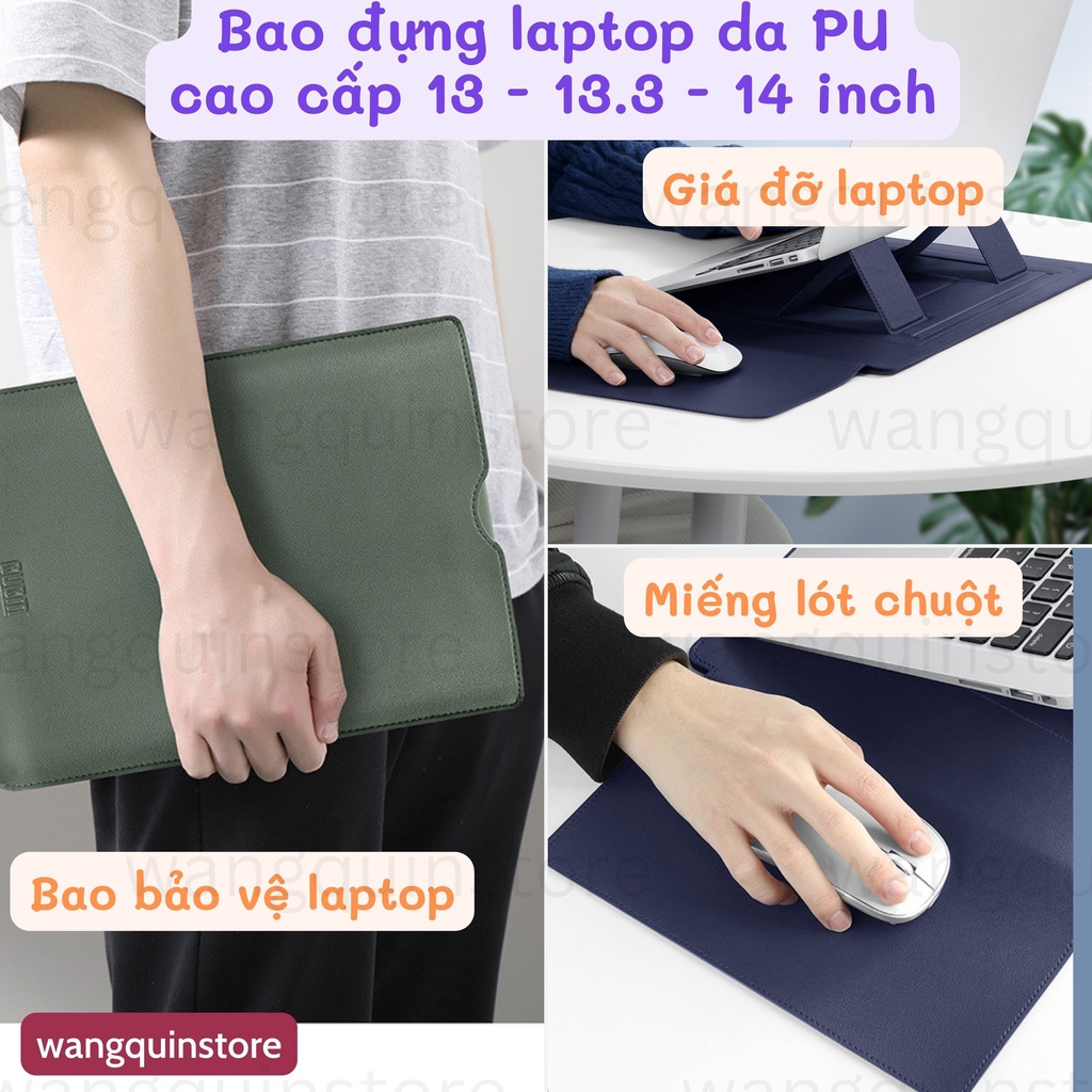 Bao da laptop Macbook Laptop Surface đa năng giá đỡ, lót chuột da PU ...
