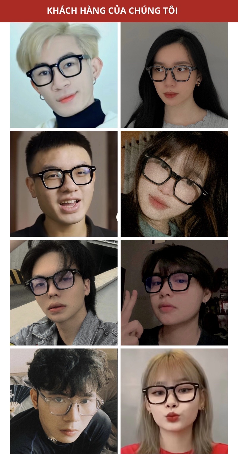 Gọng kính cận vuông nam nữ THE88 cao cấp mắt không độ giả cận phong ...