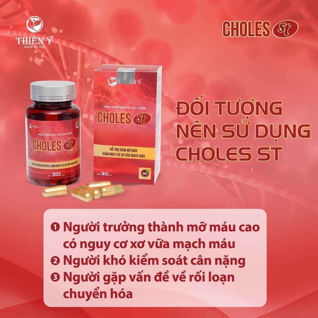 Viên Uống Choles ST Thiên Ý TY018 Hổ Trợ Giảm Mỡ Máu, Giảm Cân, Hỗ Trợ ...