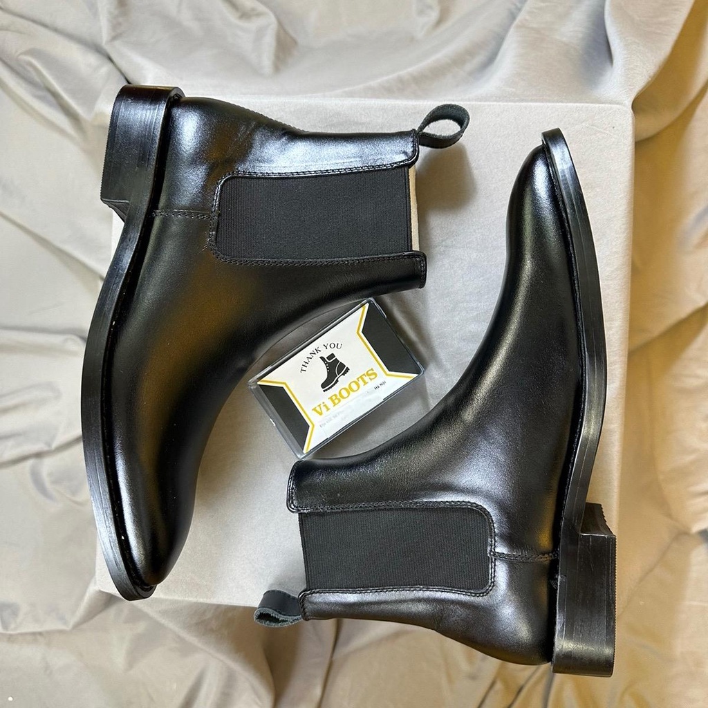 Giày Chelsea Boot Classic Đế Gỗ Da Bò Nappa Nguyên Tấm Cổ Cao, Giày ...