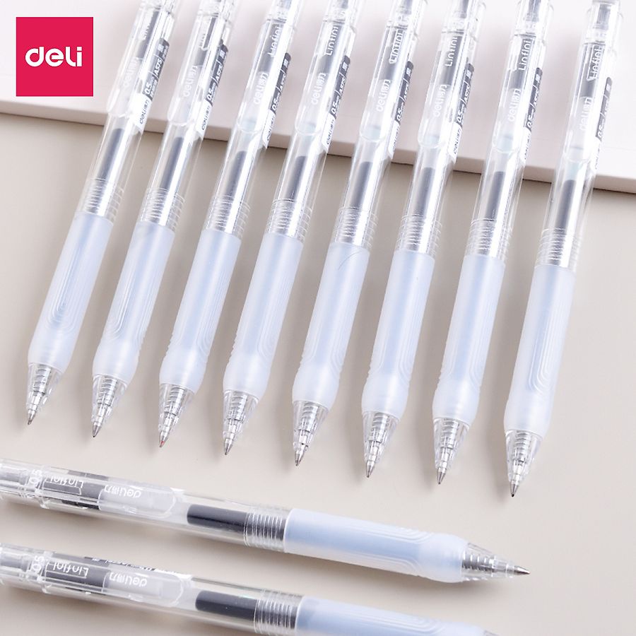 Hộp 5 bút gel nước Deli A575 / Bút bấm Deli 575 ngòi 0.5mm có ruột S206 thay thế | Shopee Việt Nam