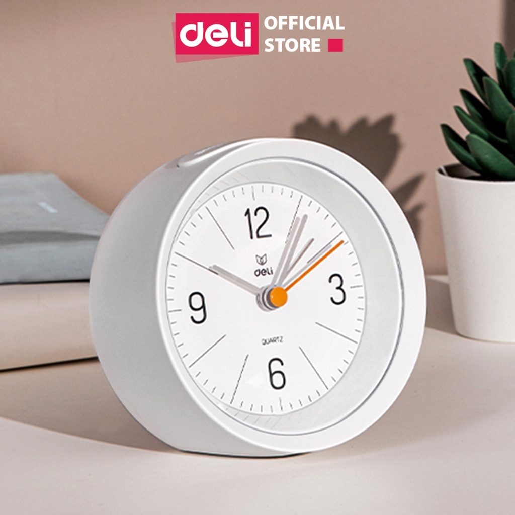 Đồng hồ báo thức để bàn có đèn kim trôi có chuông reo Deli thân nhựa ...