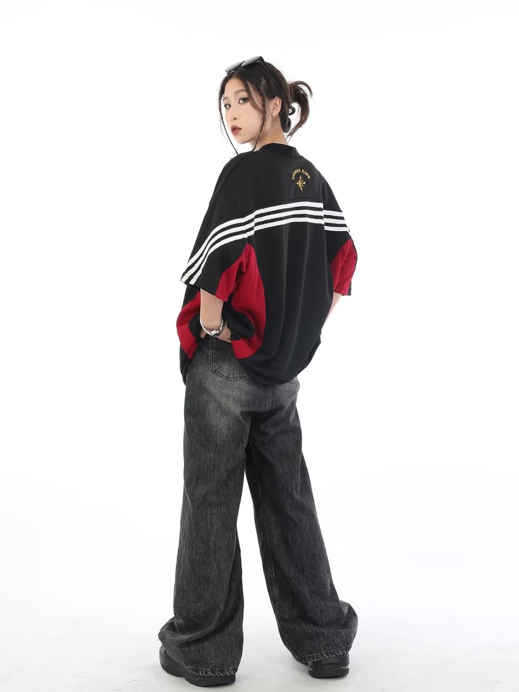 Áo thun bóng chày EERSHENSHI tay ngắn cổ chữ V in chữ kỹ thuật số phong ...