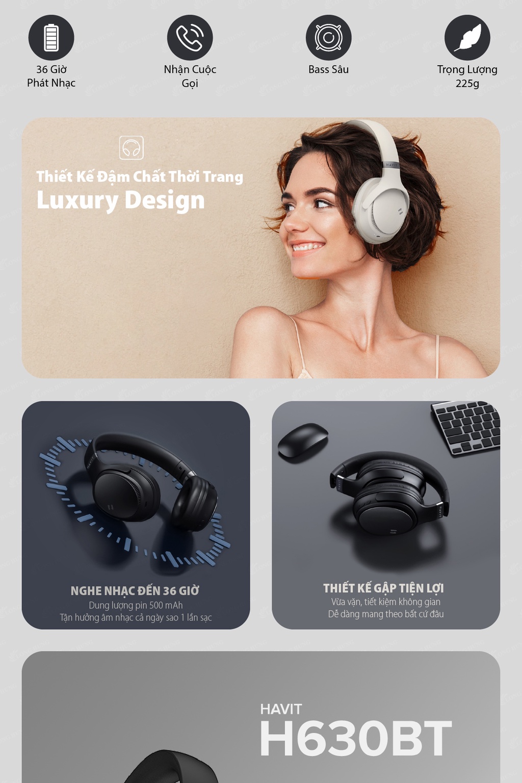 Tai nghe chụp tai Bluetooth Havit H630BT - Hàng chính hãng | Shopee Việt Nam