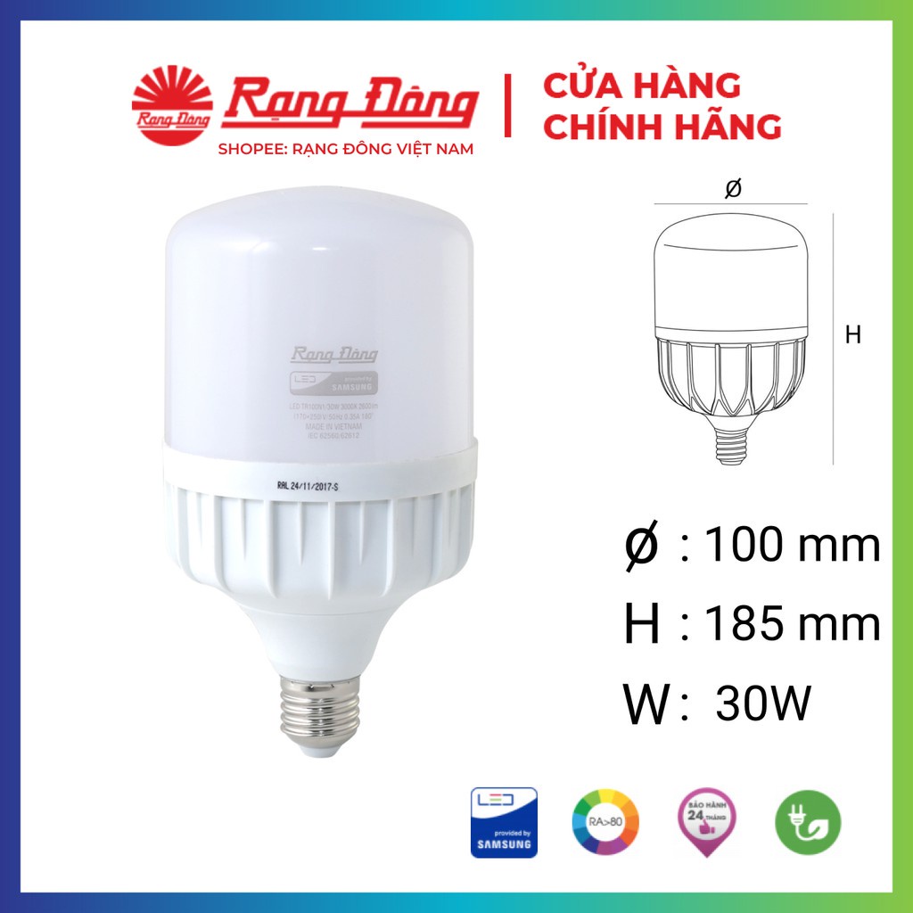 Bóng đèn Led Rạng Đông 20w 30w 40w 50w 60w 80w siêu sáng tiết kiệm ĐIỆN ...