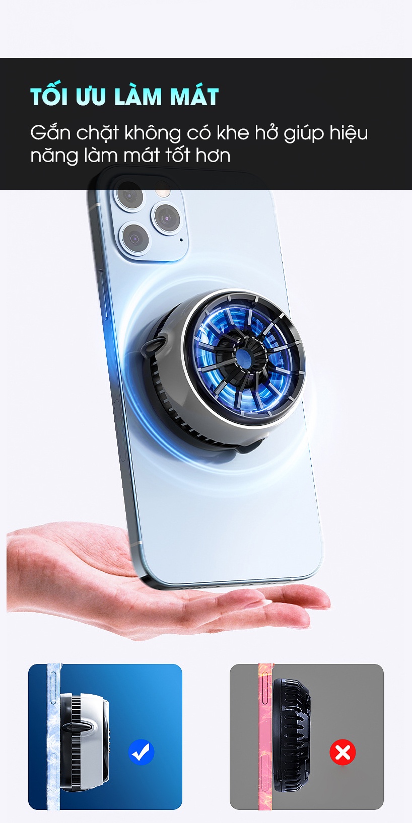 Quạt tản nhiệt điện thoại sò lạnh MEMO CX03 gaming sạc không dây ...
