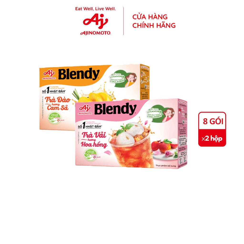 Combo 1 Hộp Trà Đào Hương Cam Sả Blendy® 88g/Hộp và 1 Hộp Trà Vải Hương ...