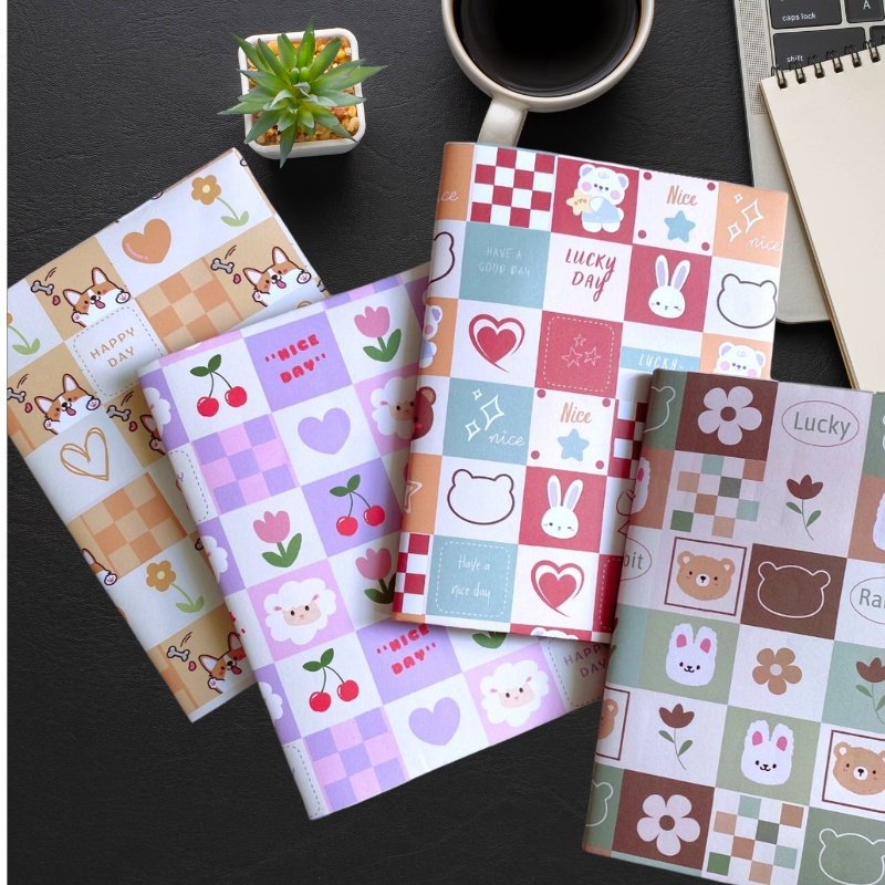 Giấy Bao Tập Họa Tiết Caro sáng tạo - Giấy Bao Vở Học Sinh A5 Set 4 tờ ...