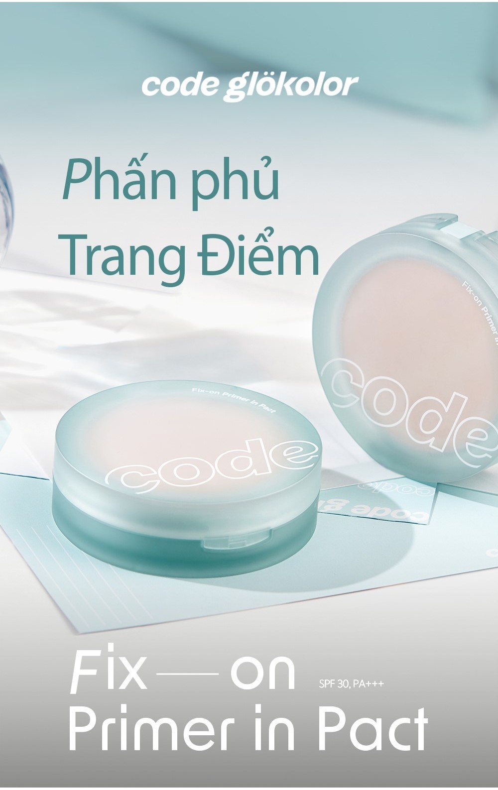 Phấn phủ dạng nén trang điểm Code Glokolor Fix-on Primer in Pact 11g ...