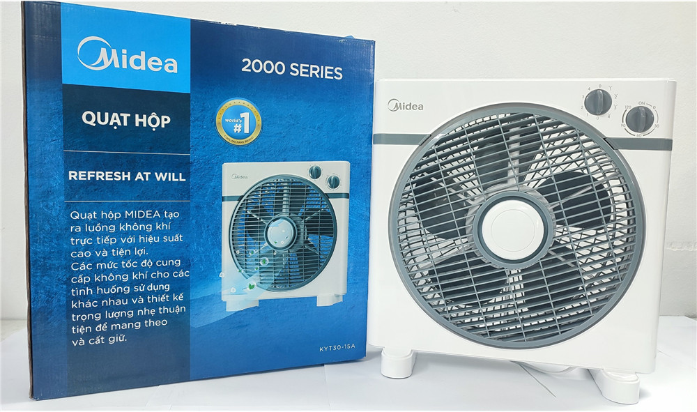 Quạt Để Bàn, Quạt Hộp 5 Cánh Midea KYT30-15A (Quạt Để Giường Công Suất 40W, Có Chức Năng Hẹn Giờ ...