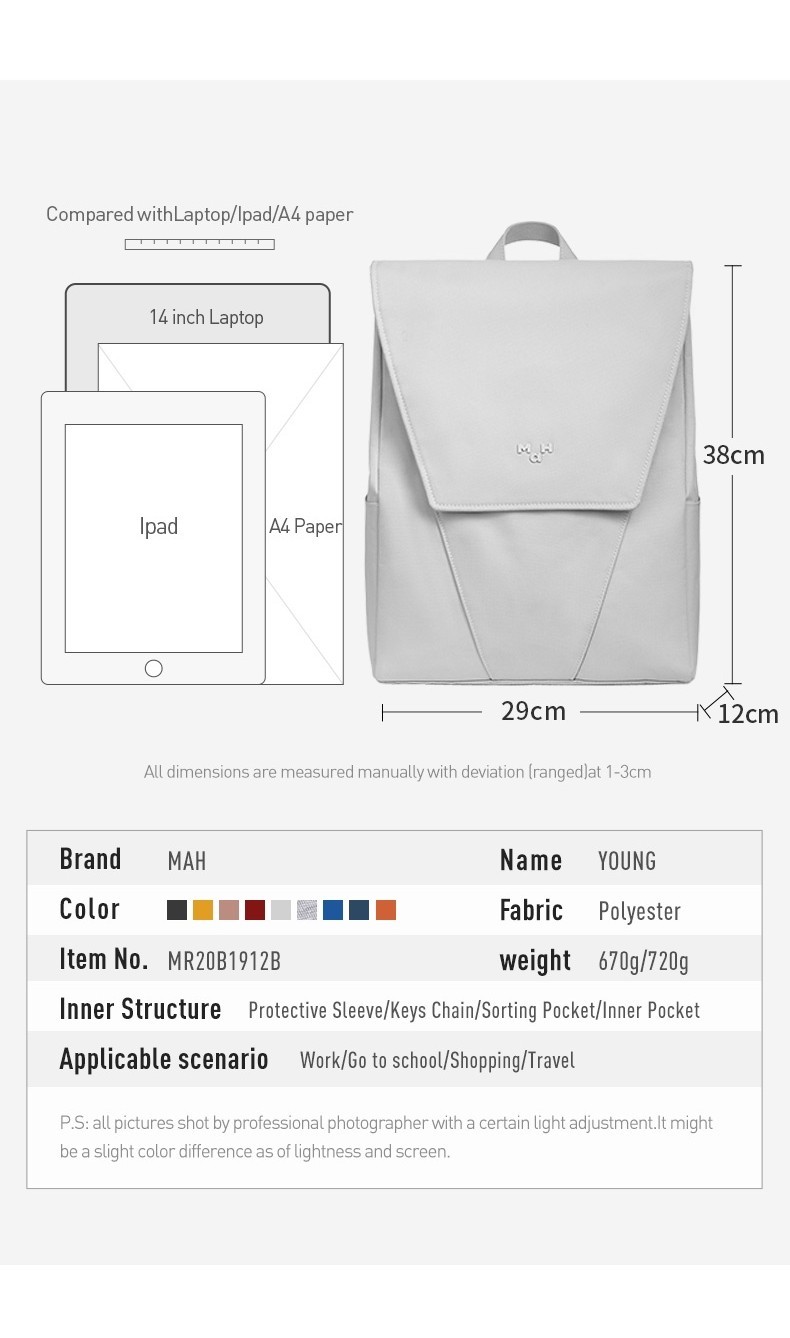 Balo đi học MAH Young chống thấm nước đựng máy tính xách tay theo phong ...