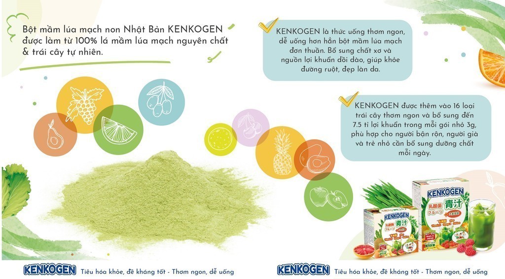 Bột mầm lúa mạch non Aojiru Kenkogen Nhật Bản trái cây lợi khuẩn,chất ...