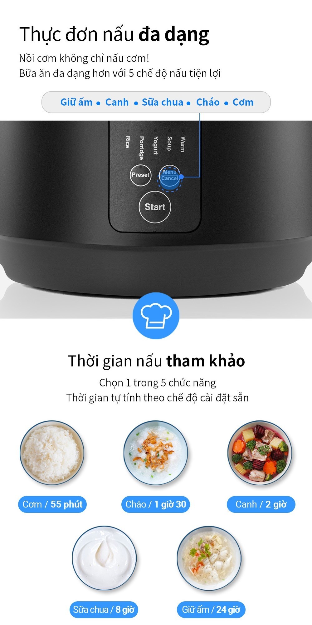 Nồi cơm điện Lock&Lock Compact Rice Cooker 1.2L màu đen EJR346BLK ...