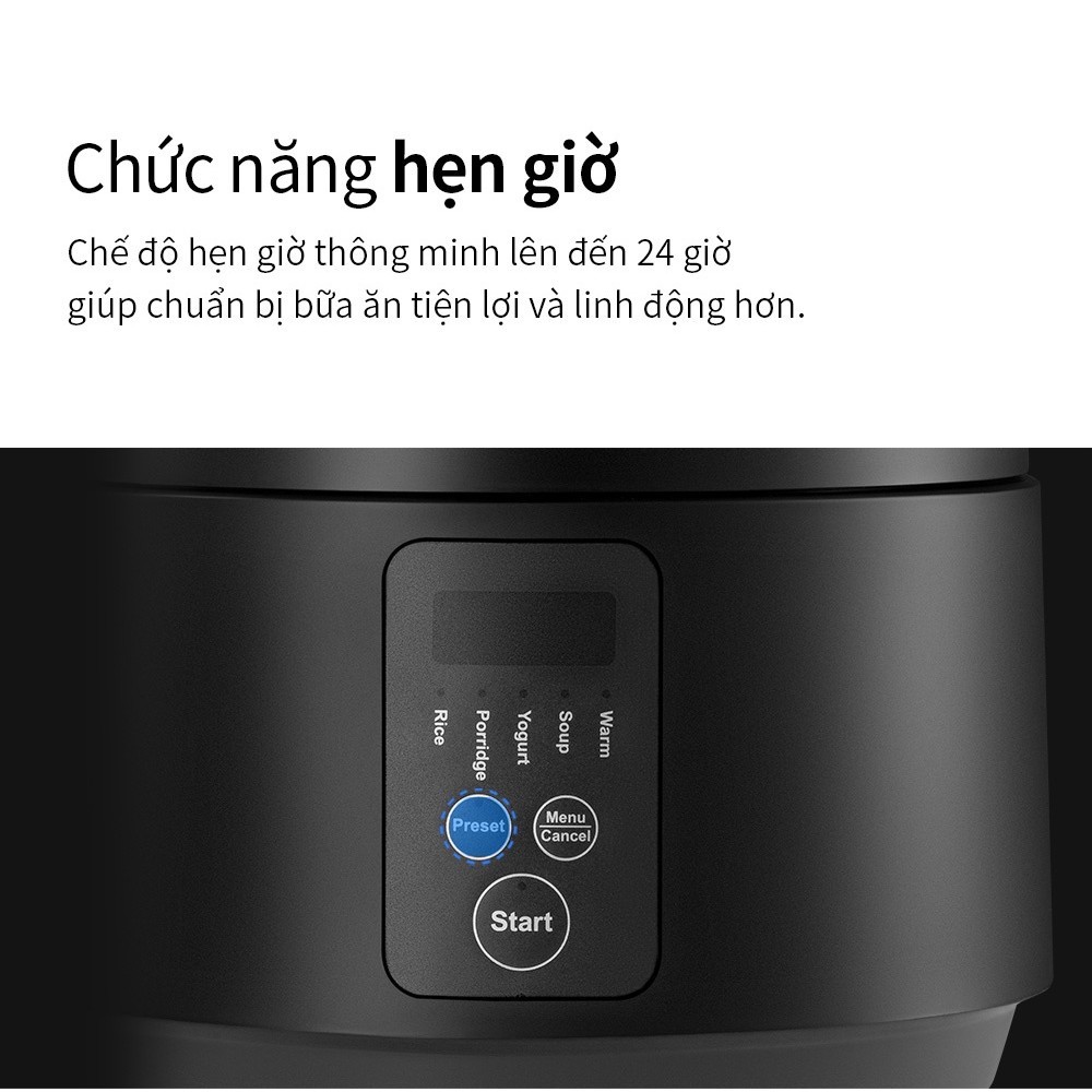 Nồi cơm điện Lock&Lock Compact Rice Cooker 1.2L màu đen EJR346BLK ...