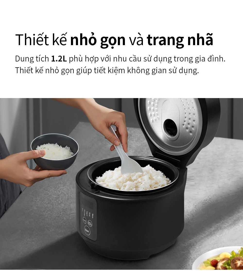 Nồi cơm điện Lock&Lock Compact Rice Cooker 1.2L màu đen EJR346BLK ...