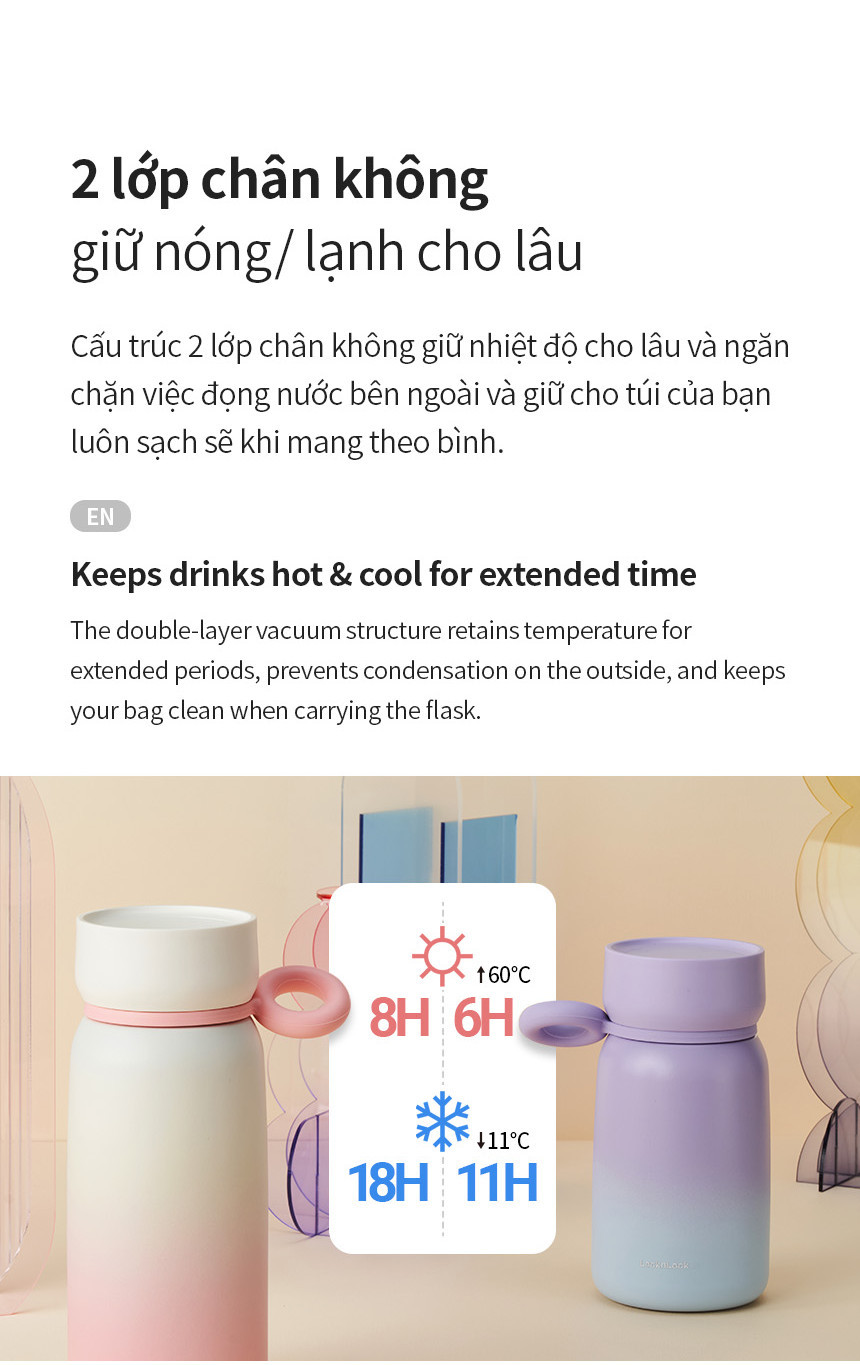 Bình giữ nhiệt LocknLock Metro Studio Gradation tumbler 540ml, 480ml và 350ml bằng thép không gỉ ...