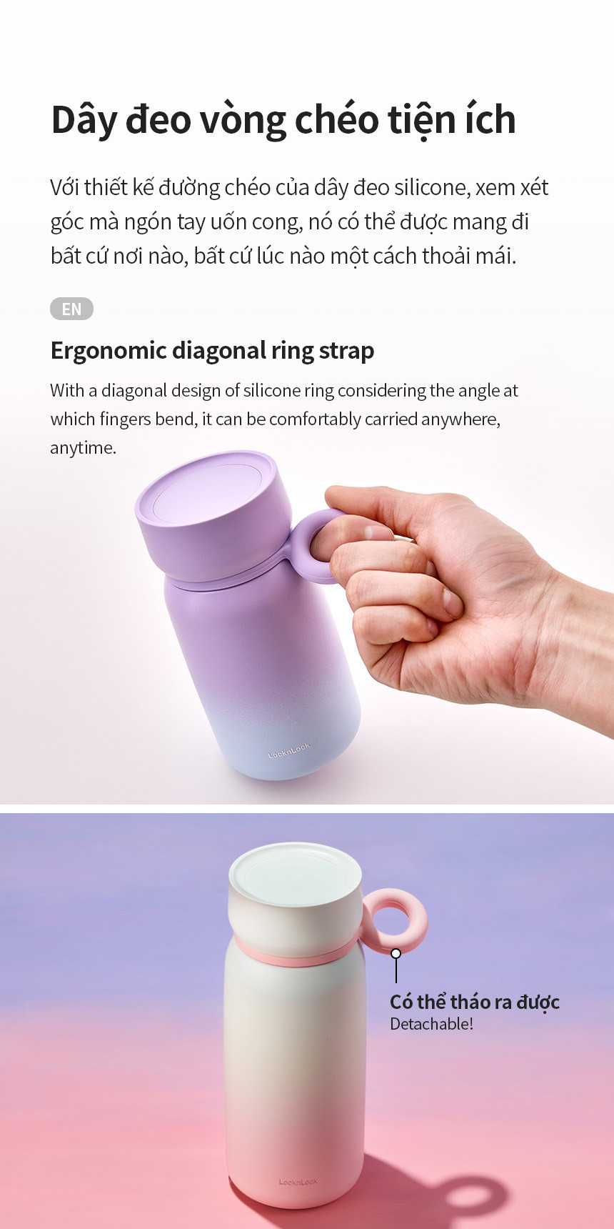 Bình giữ nhiệt LocknLock Metro Studio Gradation tumbler 540ml, 480ml và 350ml bằng thép không gỉ ...