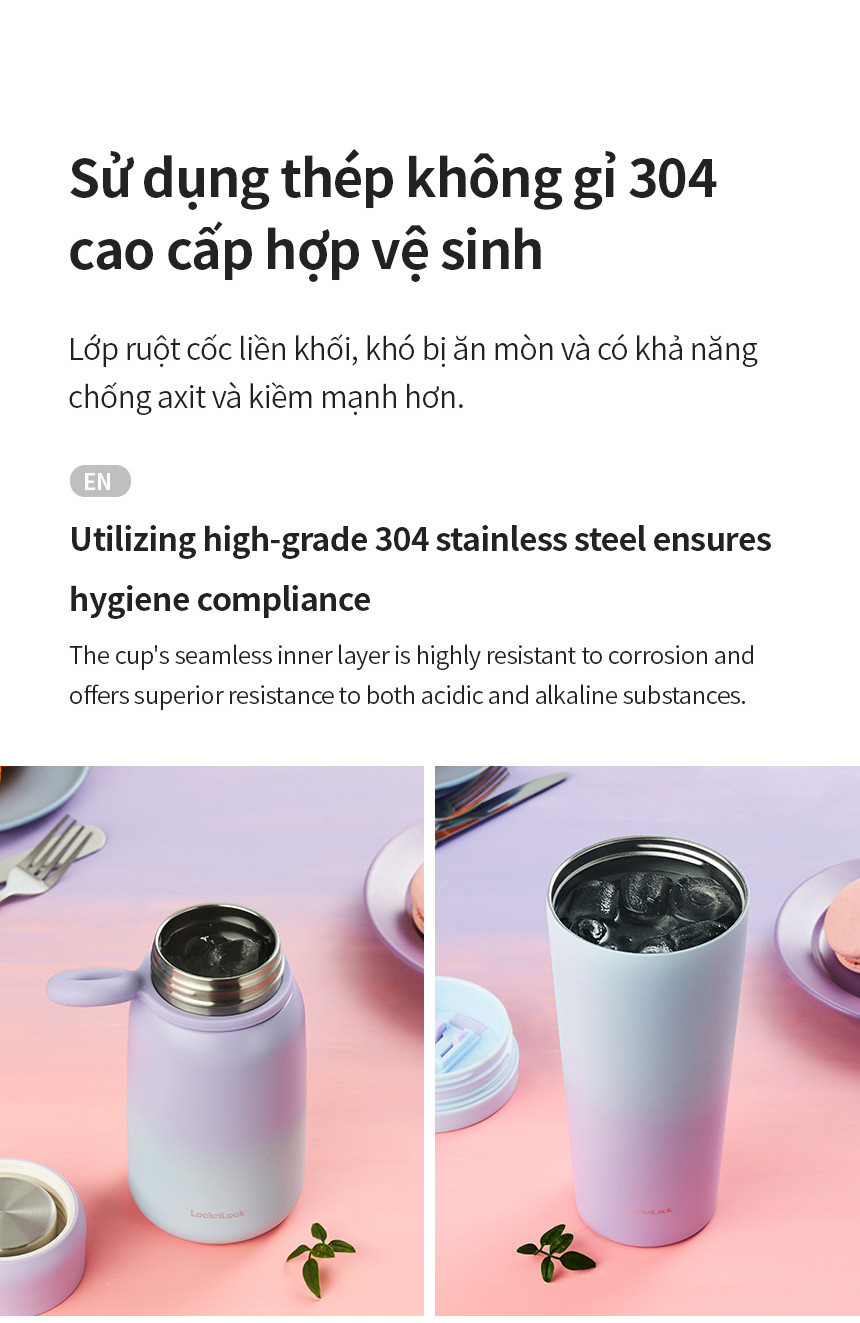 Bình giữ nhiệt LocknLock Metro Studio Gradation tumbler 540ml, 480ml và 350ml bằng thép không gỉ ...