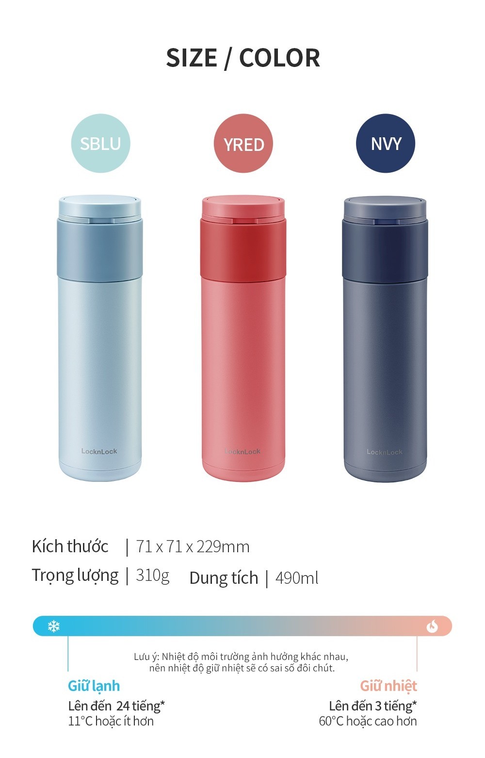 Bình giữ nhiệt LocknLock Hidden Moon LHC3275 dung tích 490ml - 3 màu | Shopee Việt Nam