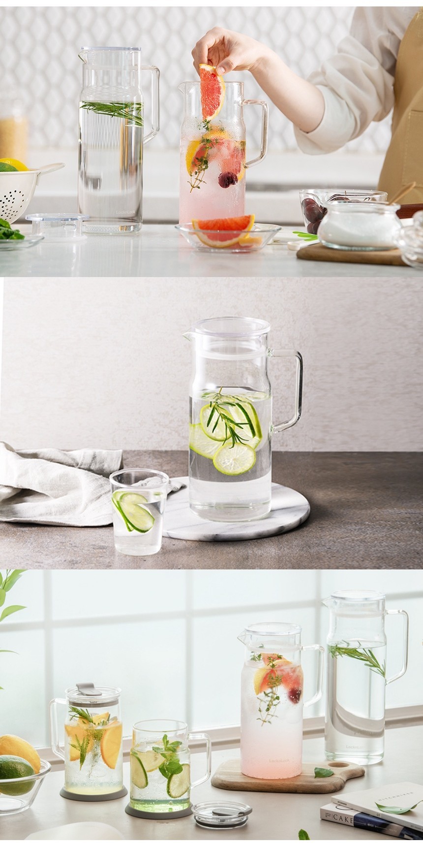 Bình nước thủy tinh chịu nhiệt Borosilicate Lock&Lock Metro Glass Jug 1 ...