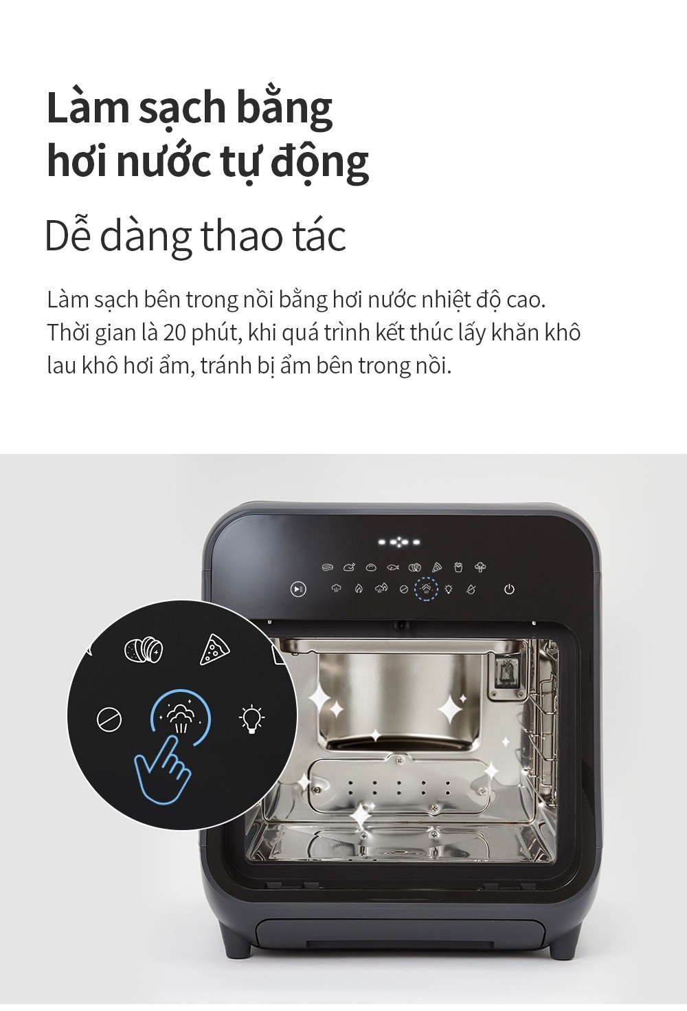 Lò nướng chân không kết hợp chức năng hấp LockL&Lock Steam Air Fryer Oven 12.5L EJF693GRY ...