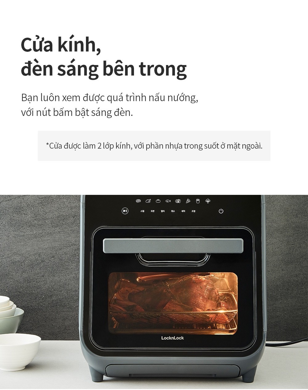 Lò nướng chân không kết hợp chức năng hấp LockL&Lock Steam Air Fryer Oven 12.5L EJF693GRY ...