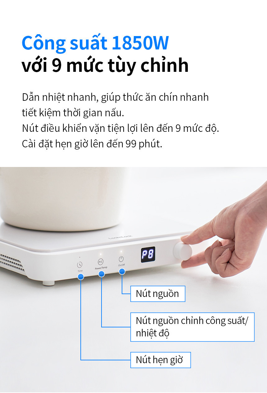 Bếp điện từ LocknLock Bianco Slim induction cooker màu trắng thiết kế ...