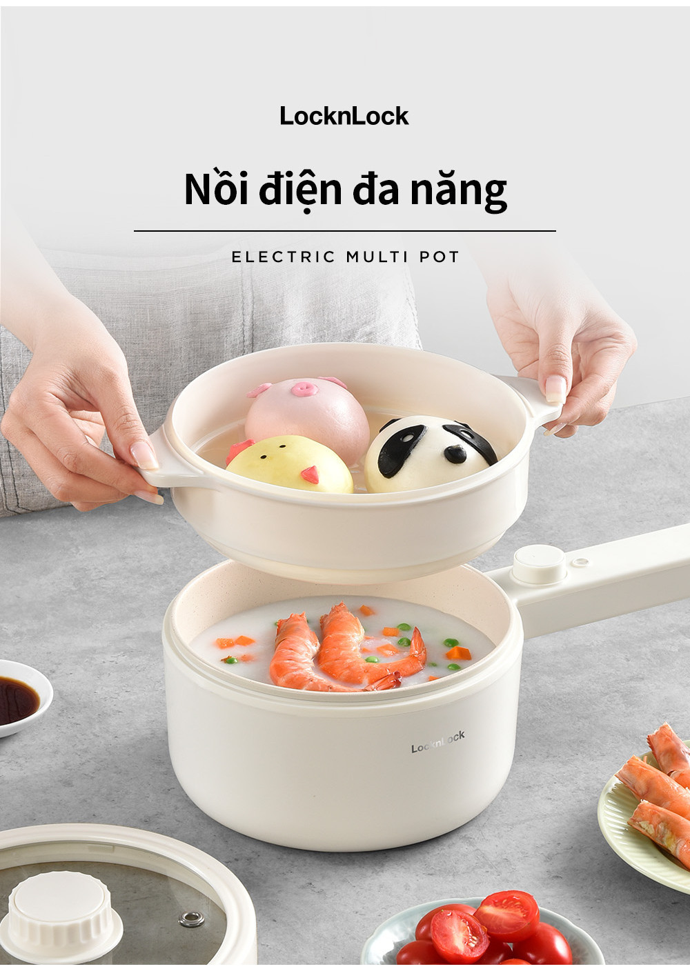 Nồi điện đa năng Lock&lock Electric multi pot 1.5L màu ngà EJP436IVY ...